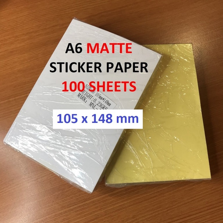 100 sheets A6 Sticker Paper Matte 80 gsm, Hobbies & Toys, Memorabilia ...