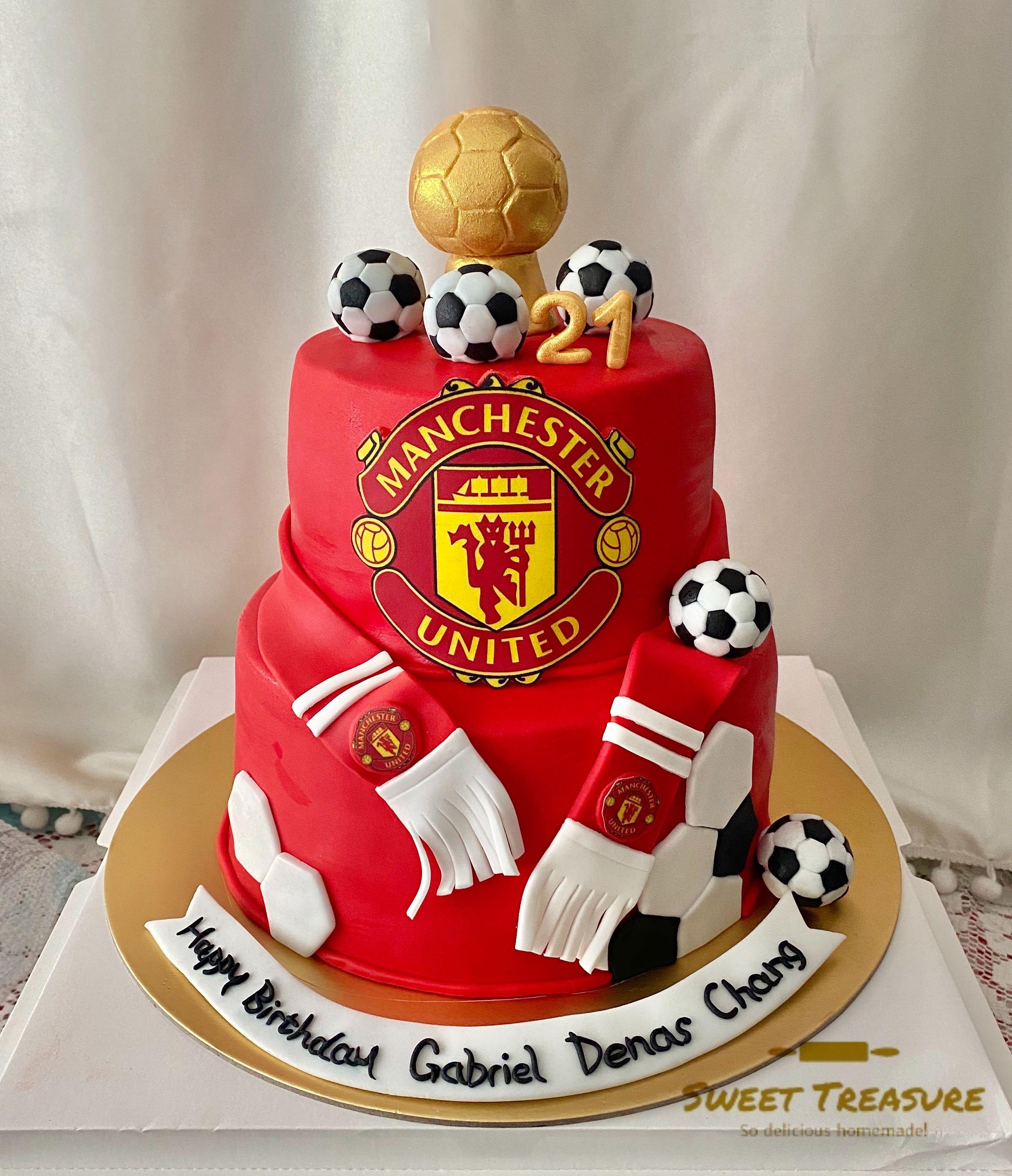 Different sizes avail - 6”, 8” cake or 2 tiers cakes Manchester United ...