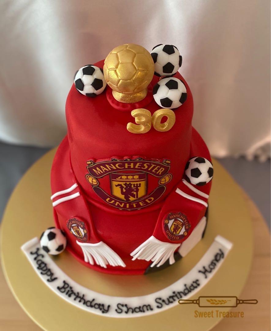 Different sizes avail - 6”, 8” cake or 2 tiers cakes Manchester United ...