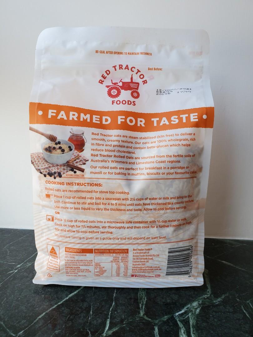 全新- 澳洲Red Tractor Rolled Oats 傳統原粒燕麥 1kg, 嘢食 & 嘢飲, 冰凍食物 - Carousell