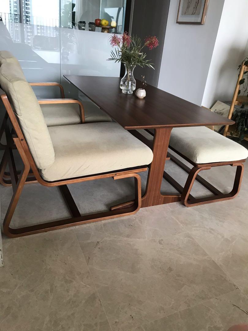 Muji dining table and chairs, Furniture & Home Living, Furniture ...