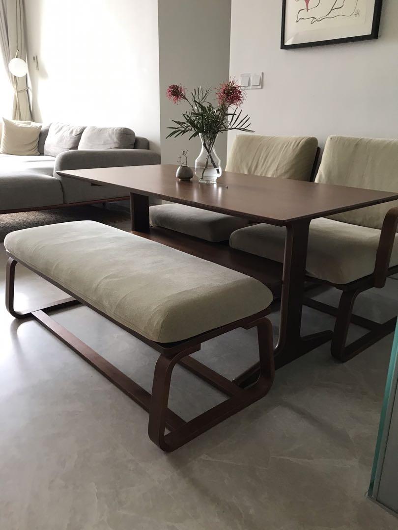 Muji dining table and chairs, Furniture & Home Living, Furniture ...