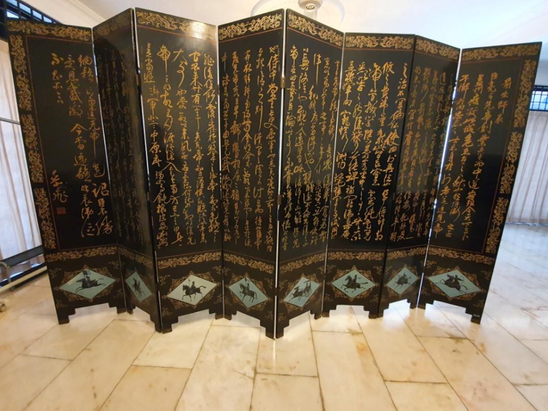 Ping Feng Chinese Folding Screen 屏风, Furniture & Home Living, Home ...