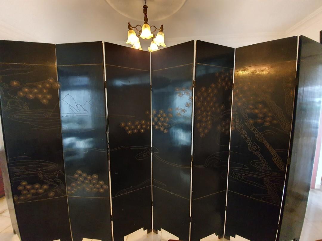 Ping Feng Chinese Folding Screen 屏风, Furniture & Home Living, Home ...