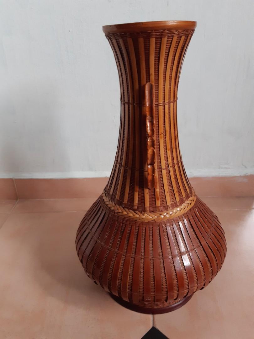 Rustic Clay Vase wrapped with rattan cane, Furniture & Home Living ...