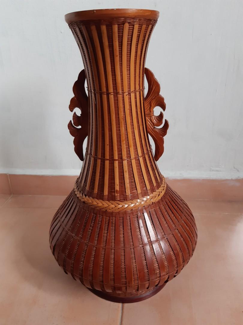 Rustic Clay Vase wrapped with rattan cane, Furniture & Home Living ...