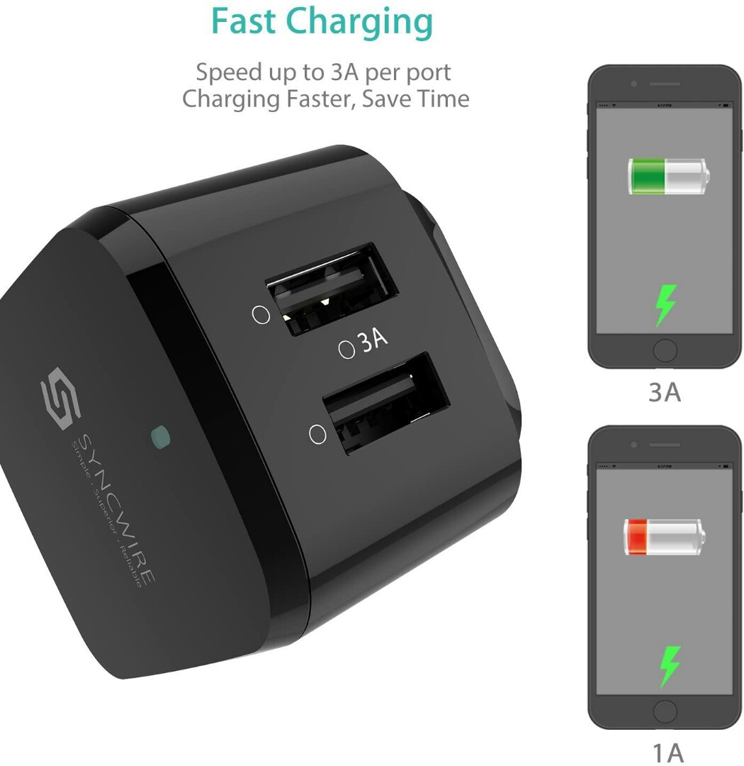 Syncwire USB Plug Wall Charger 6A/30W 2 Ports Multi Wall USB, Mobile ...