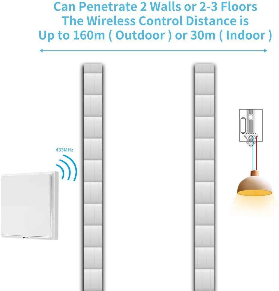 Thinkbee Wireless Light Switch Kit,No Battery No Wiring, Easy to ...