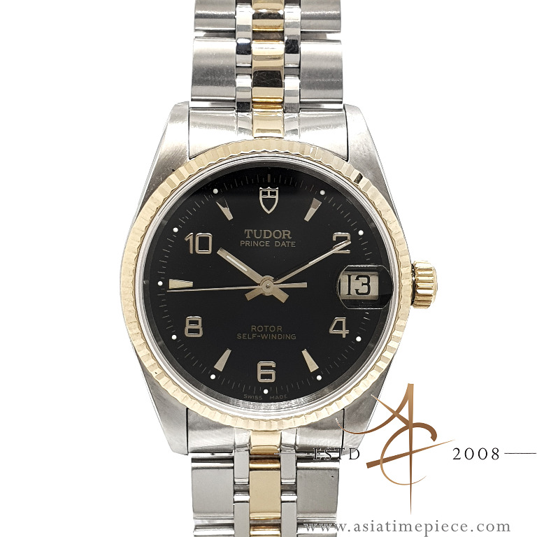 Tudor Prince Date Ref 72033 Black Arabic Dial Midsize (2000), Luxury ...