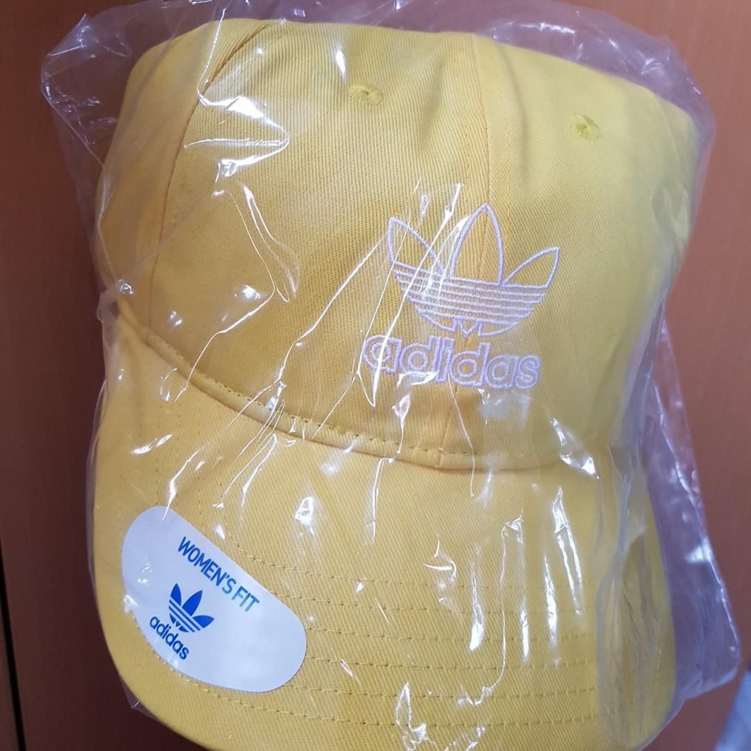 Adidas Originals Trefoil logo yellow cap, Women's Fashion, Watches ...