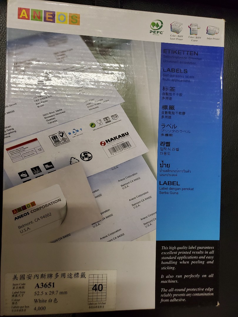 ANEOS - A3651 - MULTI-PURPOSE LABEL 多用途打印標籤貼紙, 興趣及遊戲, 手作＆自家設計, 其他 - Carousell