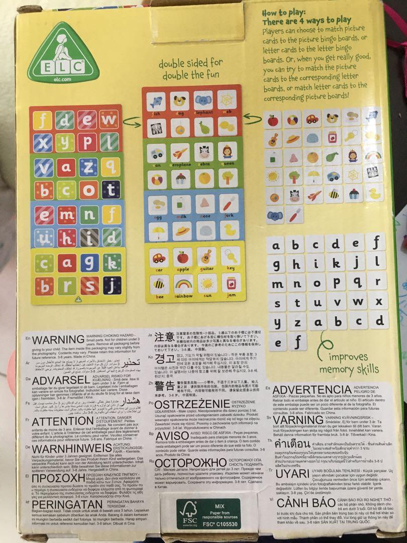 ELC alphabet bingo, Hobbies & Toys, Toys & Games on Carousell