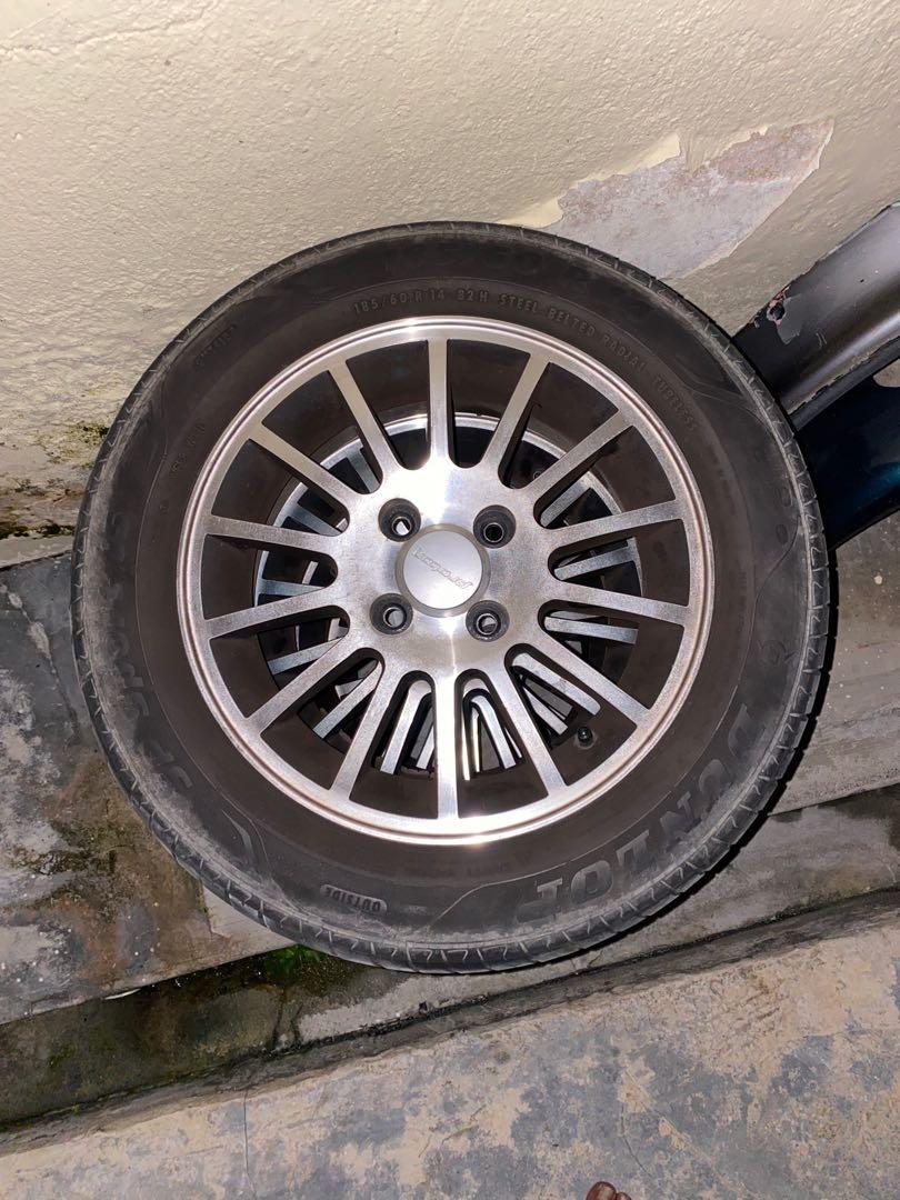 Rim JRD 14” PCD 4x100 with tyre, Auto Accessories on Carousell