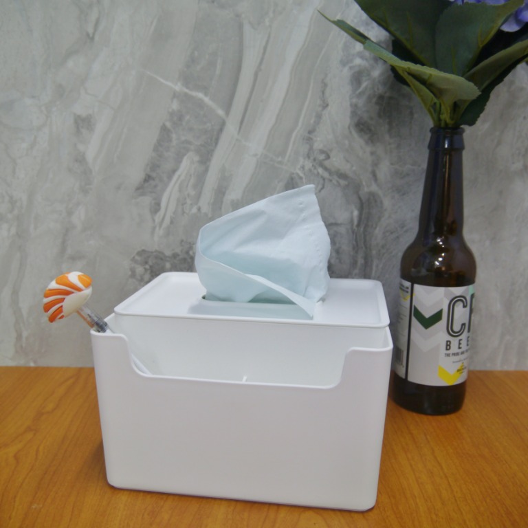 Tissue storage container box -WHITE, Furniture & Home Living, Home ...