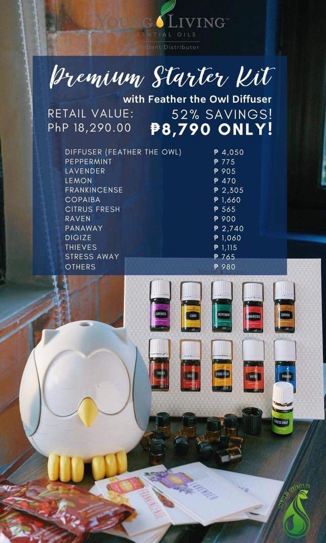 Young Living Premium Starter Kit with Feather the Owl Diffuser and ...