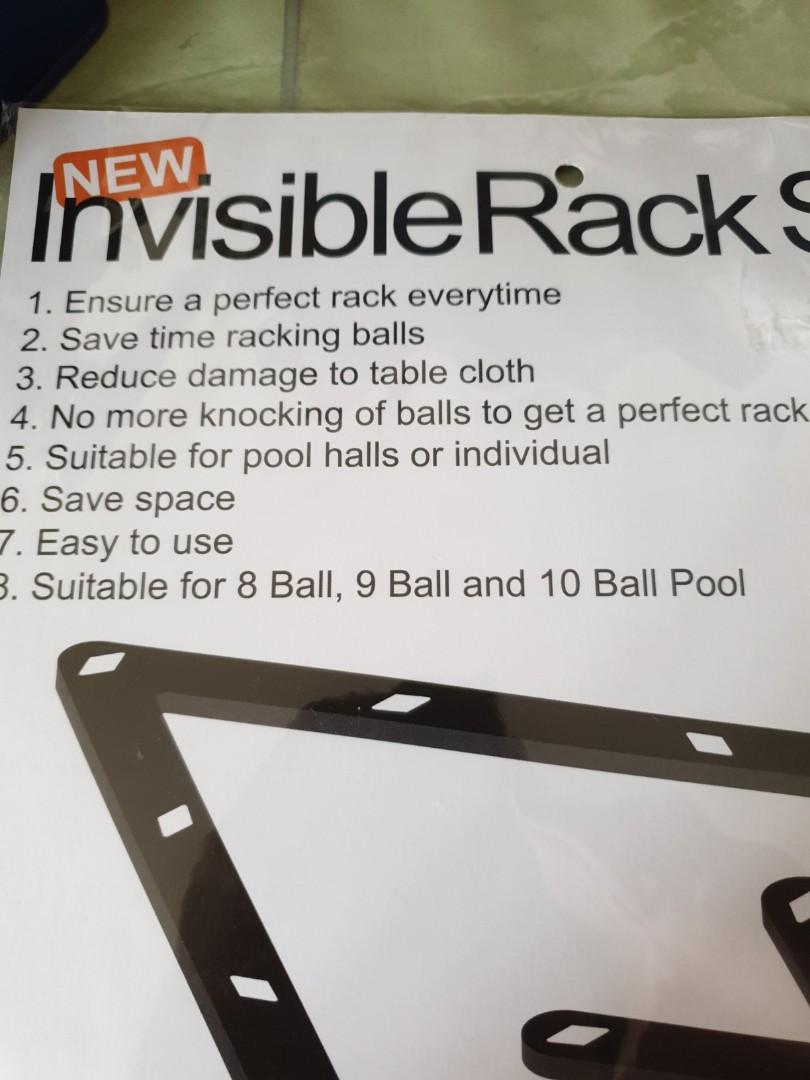8,9,10 Ball Invisible Rack Sheet, Sports Equipment, Other Sports ...