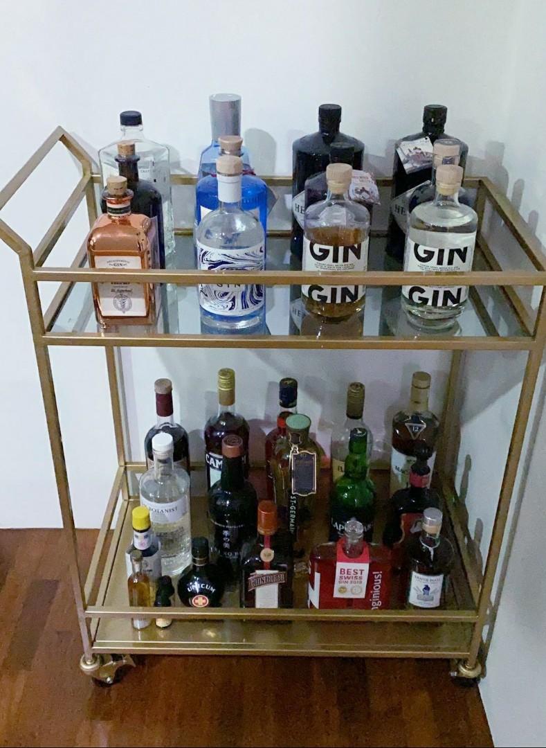Bar Cart Gold Whisky Trolley, Furniture & Home Living, Furniture, Other ...