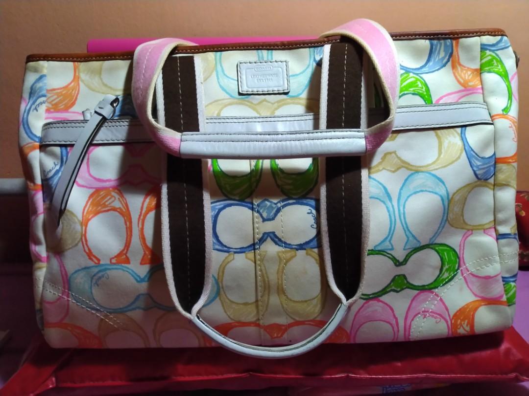 Coach signature multi-color pastel, Women's Fashion, Bags & Wallets ...