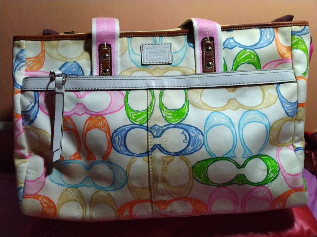 Coach signature multi-color pastel, Women's Fashion, Bags & Wallets ...