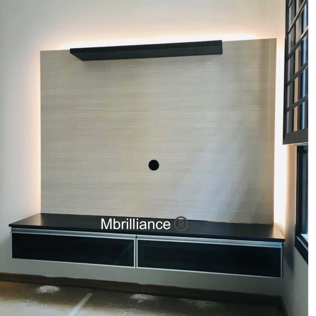 Custom made tv console feature wall, Furniture & Home Living, Furniture ...