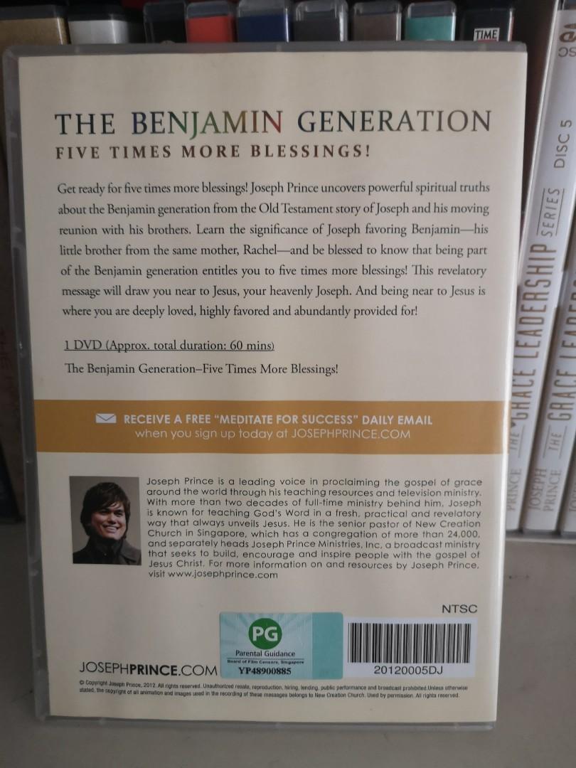 Joseph Prince DVD Sermon The Benjamin Generation, Hobbies & Toys, Music ...