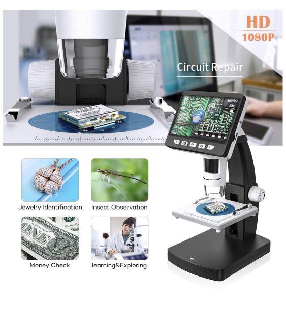 LCD Digital Microscope, ROTEK 4.3 inch 2600mAh Rechargeable Battery ...