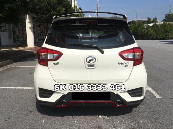 Myvi Rear Diffuser with 2 pcs dummy exhaust, Auto Accessories on Carousell