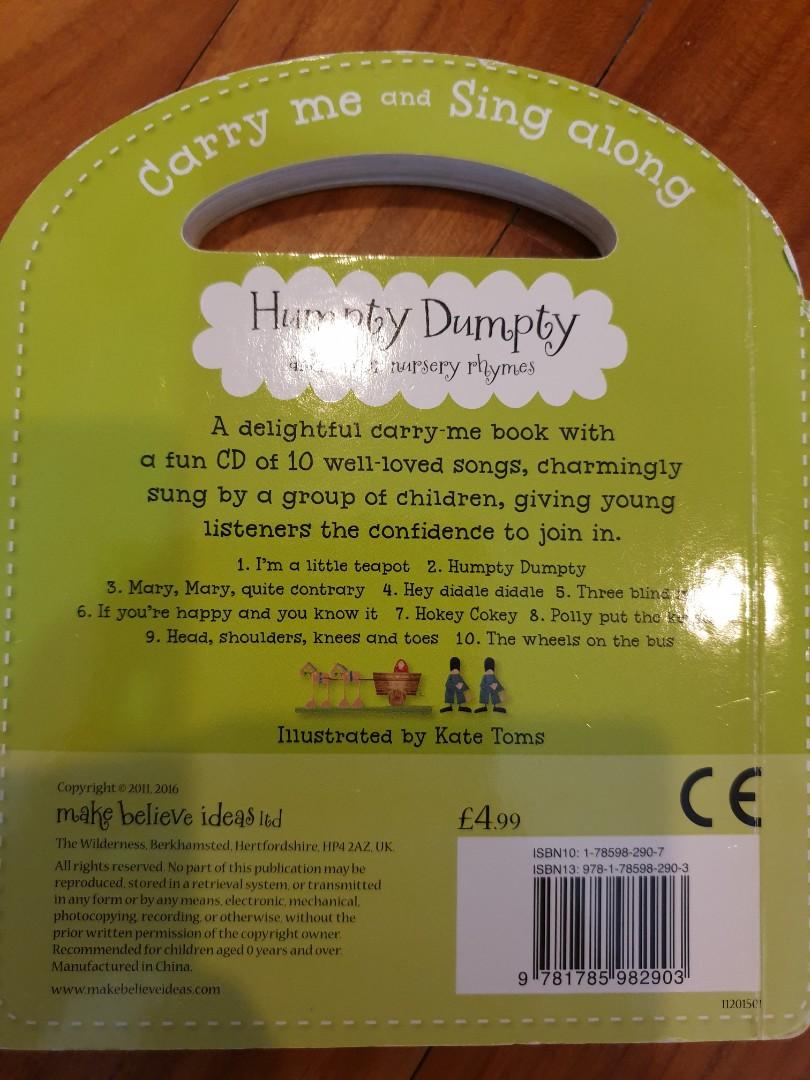 Nursery Rhymes carry and sing along book and CD, Books & Stationery ...
