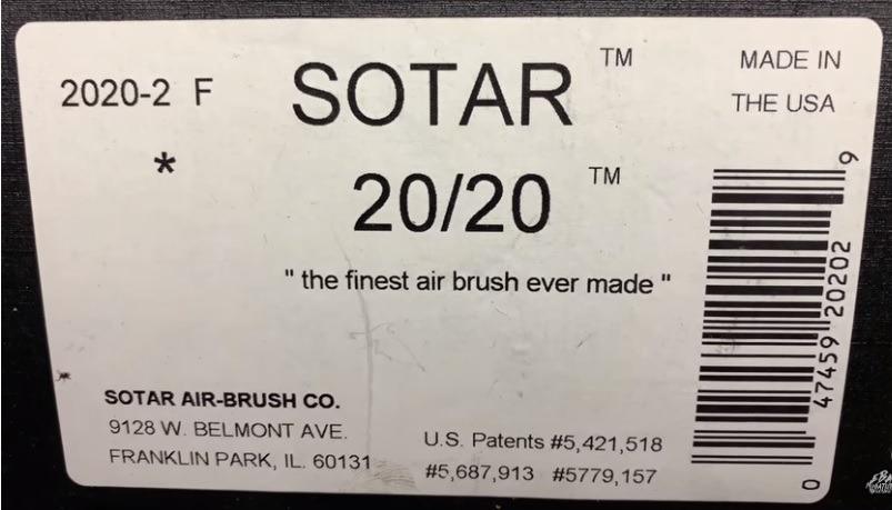 Original Badger Sotar 20/20-2F Gravity Feed Airbrush with Fine Head ...