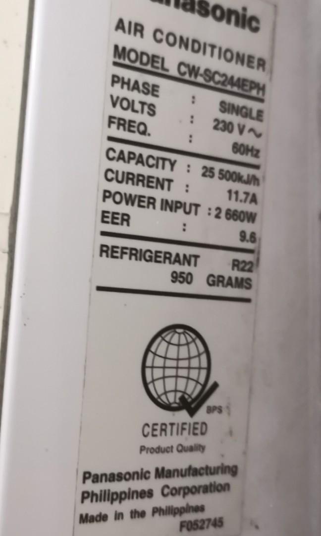 2.5hp Panasonic Window Type Aircon, TV & Home Appliances, Air ...