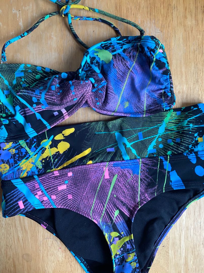 [Pre-loved] Paint Splatter Bikini, Women's Fashion, Dresses & Sets ...