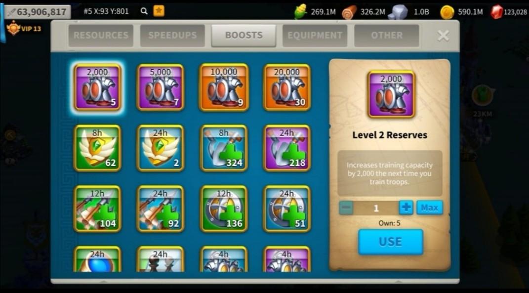 Rise Of Kingdoms (ROK) Account - 64M, 150k+ GEMS, VIP-13, 800 ...