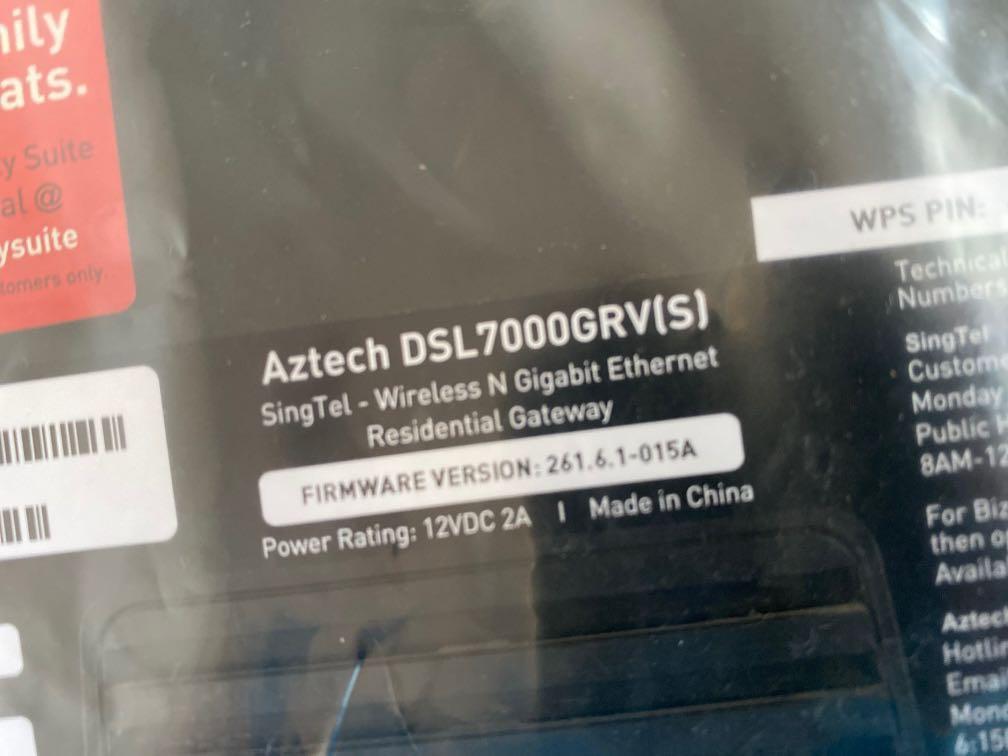 Singtel Aztech DSL7000GRV, Computers & Tech, Parts & Accessories ...