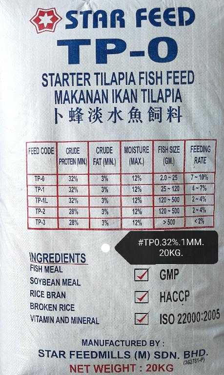 Star Feed TP0 Tilapia Fish Feed 1mm 32% Protein 20kg, Pet Supplies, Pet Food on Carousell