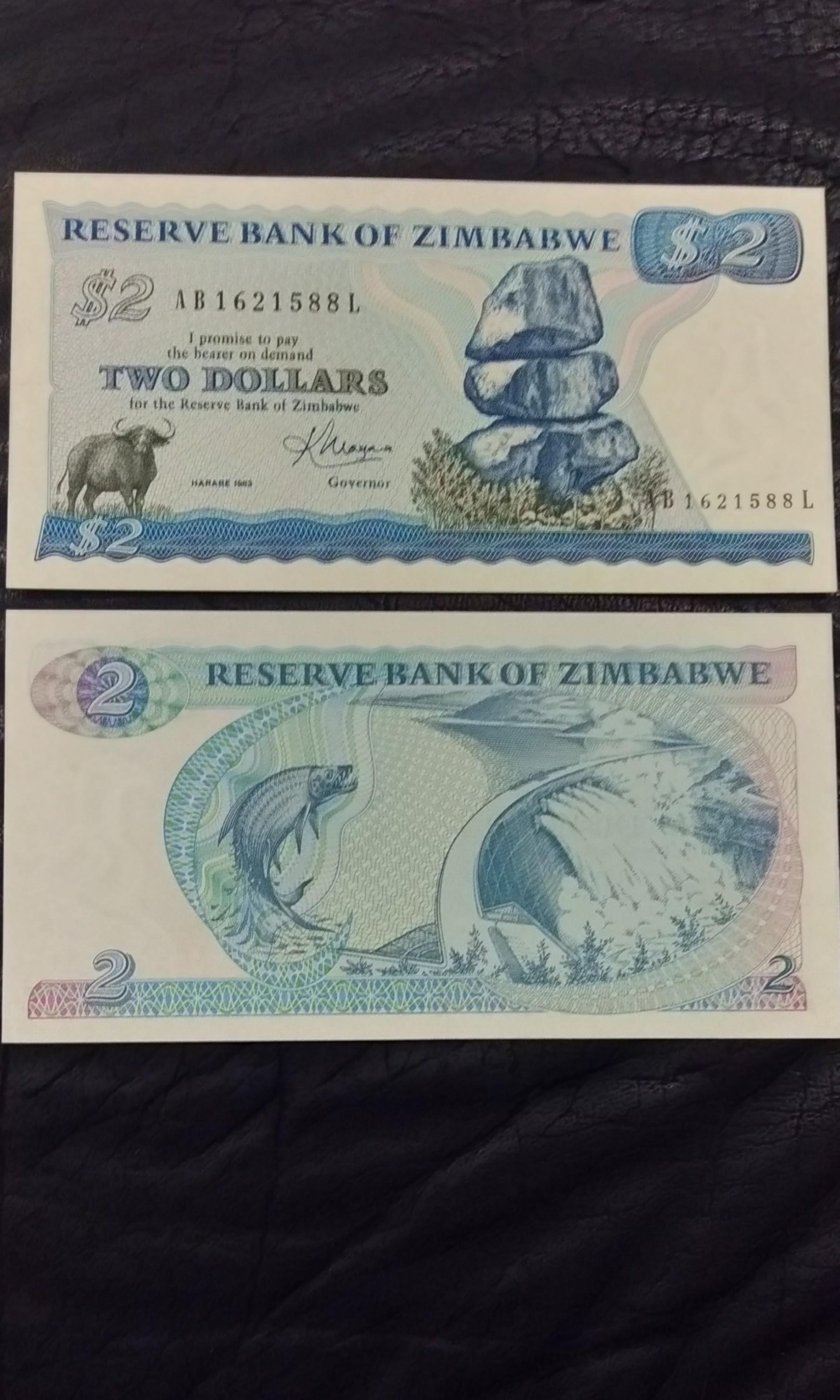 Zimbabwe 2 dollars 1983 issue, Hobbies & Toys, Memorabilia ...