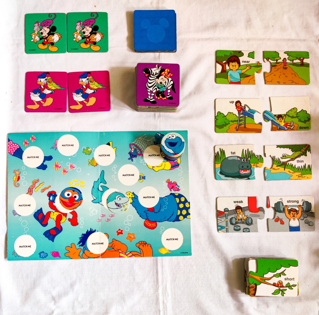 Disney Characters Memory Matching Card Game and Opposite Words Puzzle ...