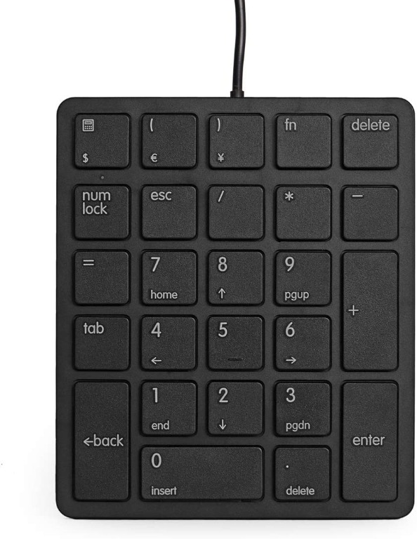 Qisan Numeric Keypad Wired Numpad 26 keys Portable Keypad USB External Mini Slim Keyboard ...