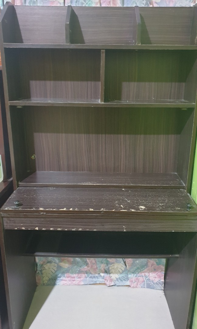 Study table with shelves & pull out desk, Furniture & Home Living ...