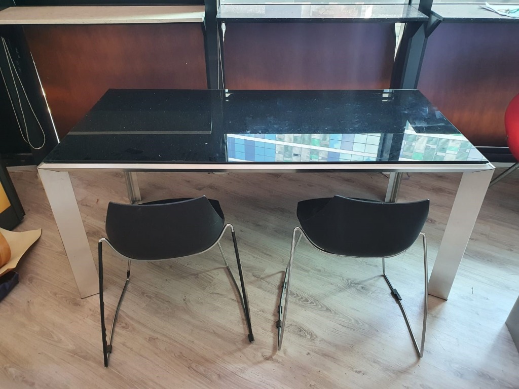 Table with Black Glass Sheen, Furniture & Home Living, Furniture ...