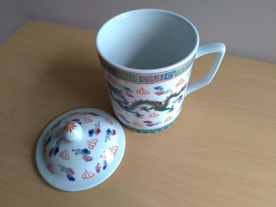Traditional Chinese mug with lid, Vintage & Collectibles, Vintage ...