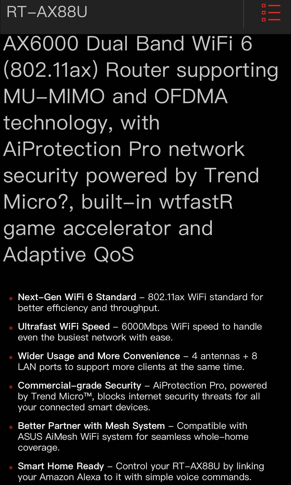 全新水貨 ASUS RT-AX88U AX6000 1.8GHz 4core 8xLAN Port 2G LAN Boost 4x4 Wi ...