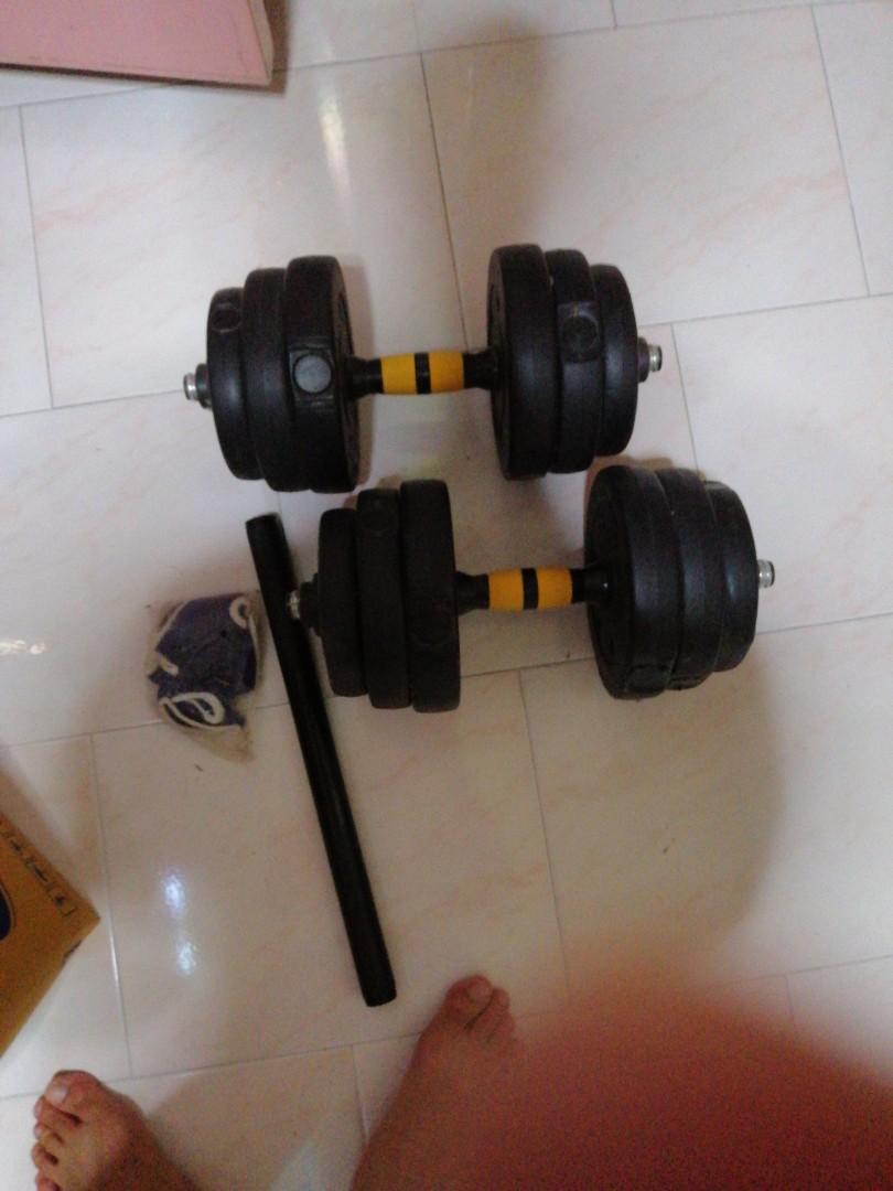 Adjustable dumbbell Set up to 20kg free gloves, Sports Equipment ...