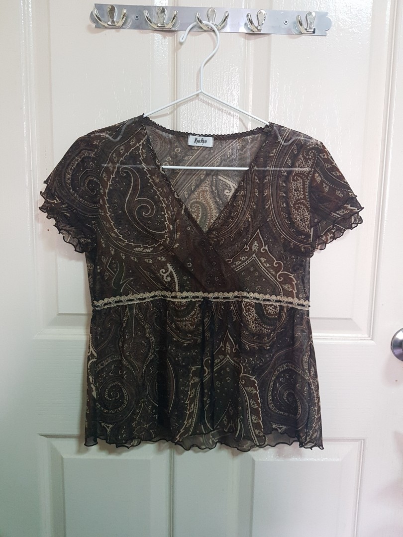 Brown sheer/see through top, Women's Fashion, Tops, Sleeveless on Carousell