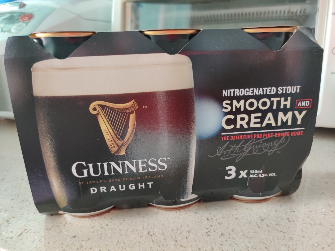 Guinness Draught 330ml pack of 3, Food & Drinks, Alcoholic Beverages on ...