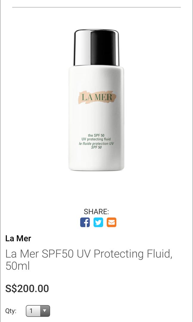 La Mer SPF50 UV Protecting Fluid, 50ml, Beauty & Personal Care, Face ...