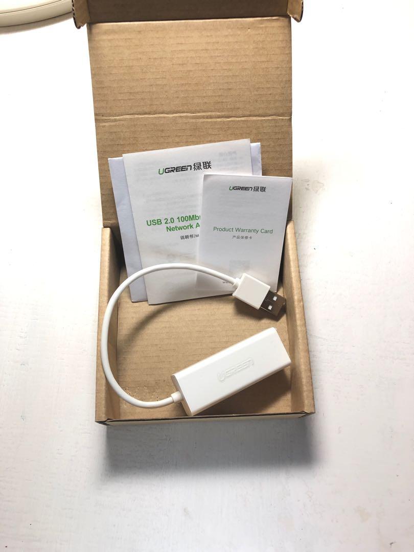 UGREEN Ethernet Adapter 網卡 USB 2.0, 電腦＆科技, 電腦周邊及配件, 電腦線、轉接線及轉換器 - Carousell