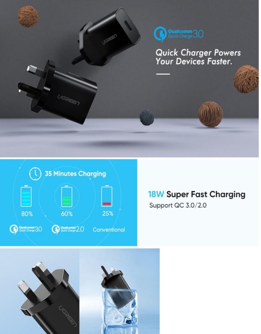 UGREEN 18W USB Charger Adapter, Mobile Phones & Gadgets, Mobile ...