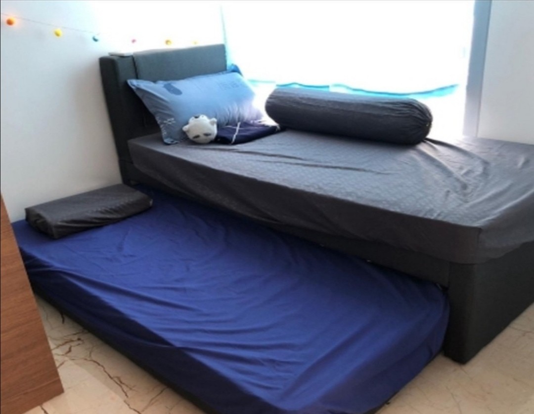 2 single push in bed, Furniture & Home Living, Furniture, Bed Frames ...