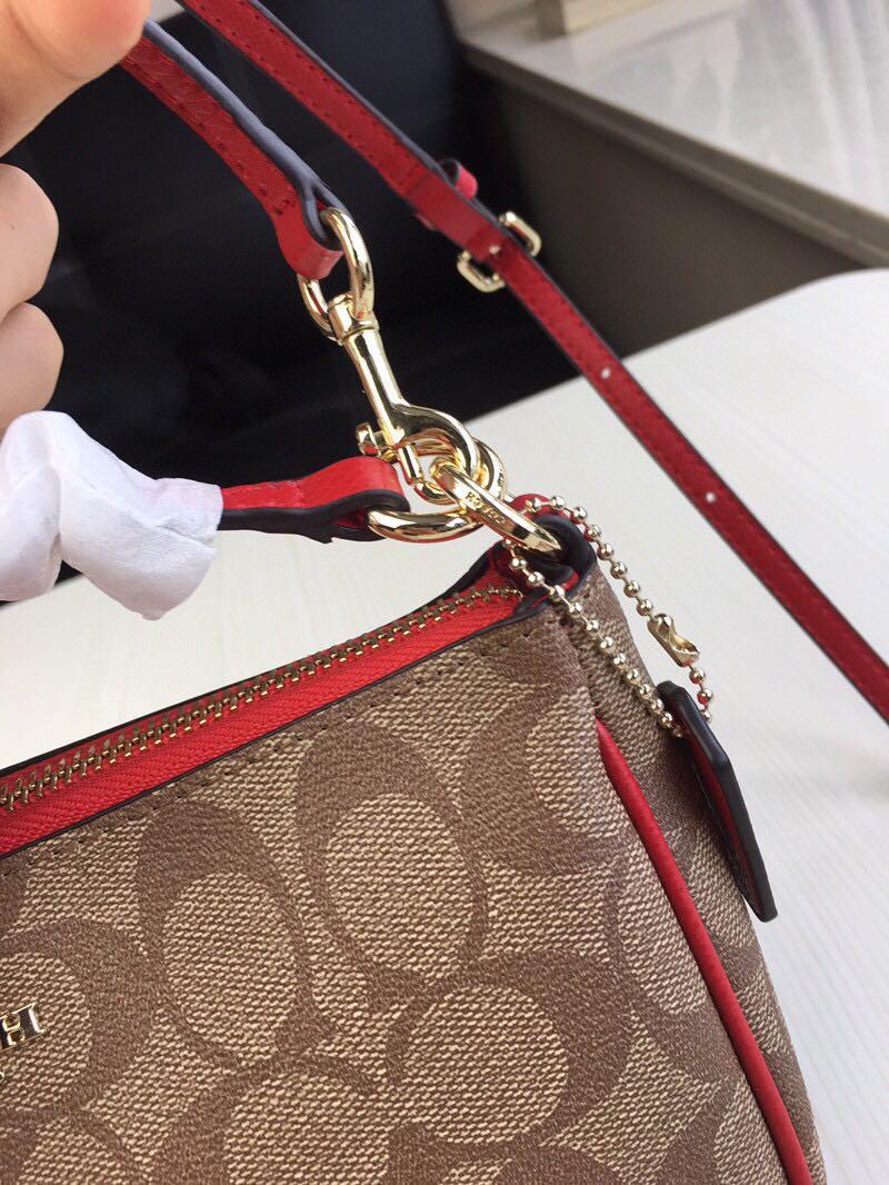 Authentic Coach Top Handle Pouch in Signature Canvas, Women's Fashion ...