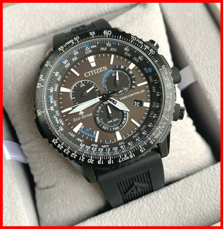 Citizen Promaster Eco Drive Radio Controlled Black Rubber Original Cash ...